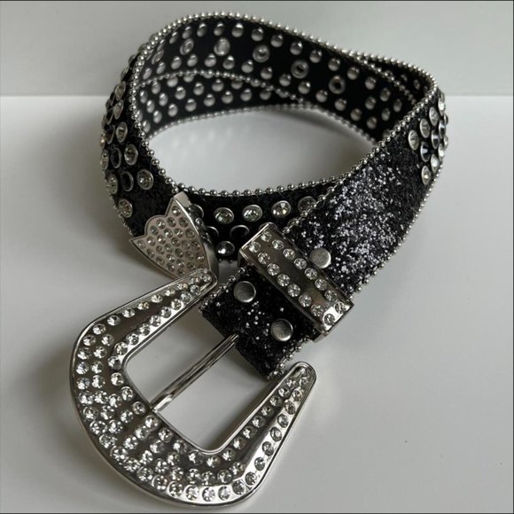 Accessories | Y2k 200s Style Rhinestone Crystal Grunge Black Punk Belt ...